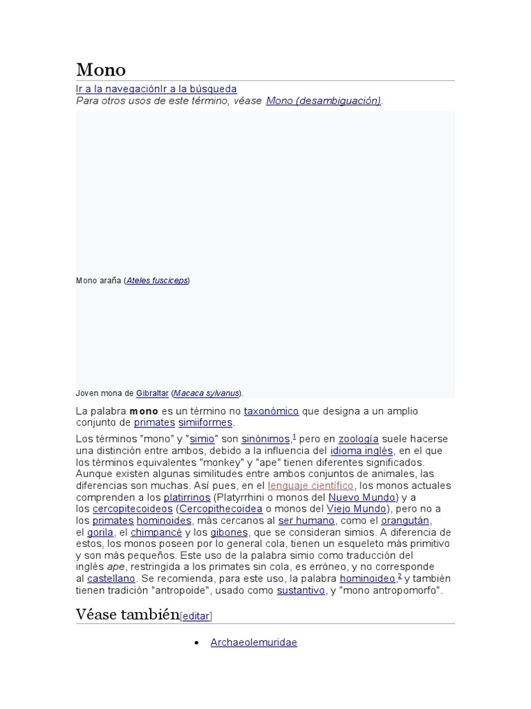 Mono | PDF | Mono | Taxonomía de mamíferos