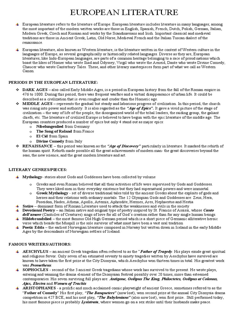 An Overview of the Literary Periods, Genres, Masterworks, and Major ...