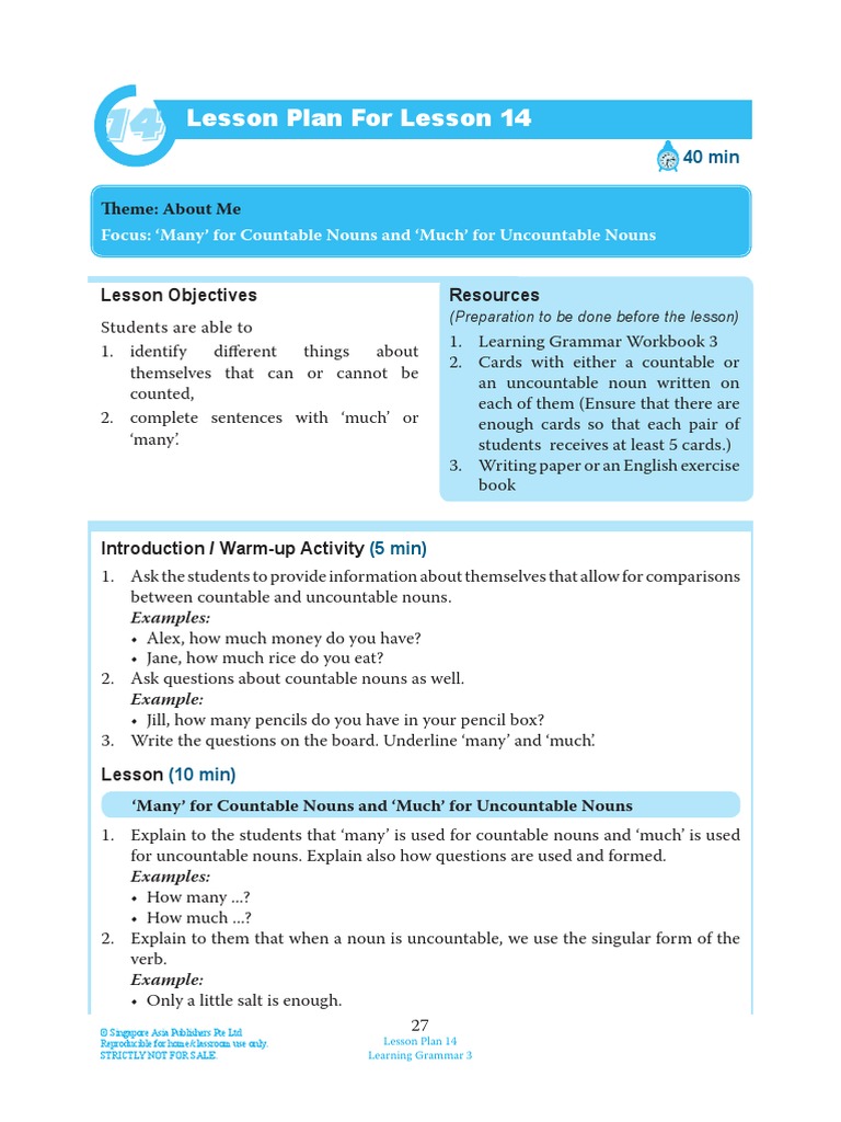 Countable and Uncountable | PDF | Noun | Lesson Plan