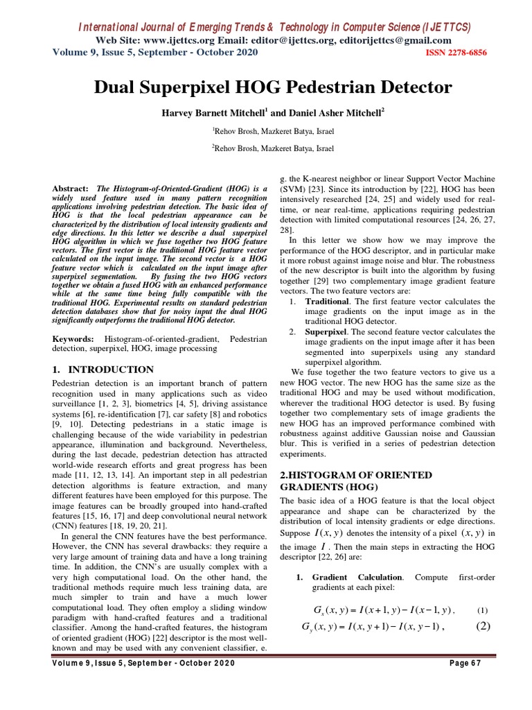 Dual Superpixel HOG Pedestrian Detector | PDF | Image Segmentation ...