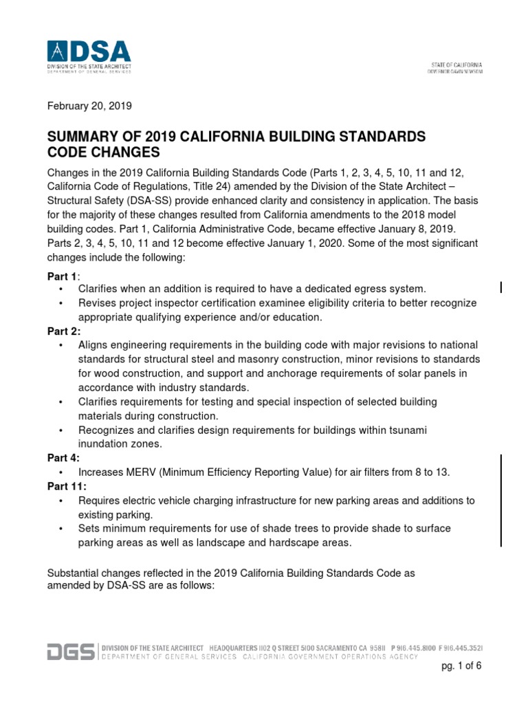 Summary of 2019 California Building Standards Code Changes | Download ...