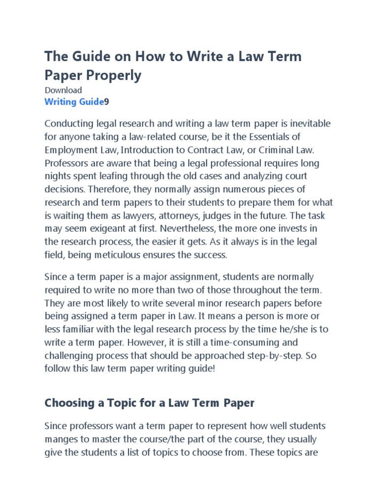 Guide How To Write Law Term Paper | PDF | Lawyer | The United States