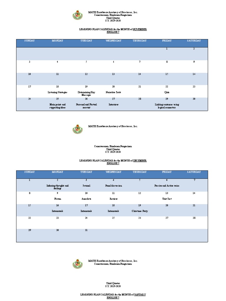 3rd Quarter Learning Plan (ENGLISH 7) | PDF | Academic Term | Cognitive Science
