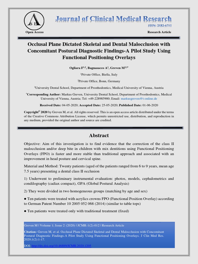 Occlusal Plane Dictated Skeletal and Dental Malocclusion With ...