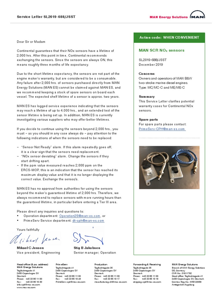 MAN SCR NOx Sensor Lifespan Guidelines | PDF | Energy And Resource