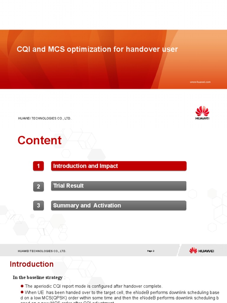 CQI and MCS Optimization For Handover User: Huawei Technologies Co., LTD | PDF | Computing ...