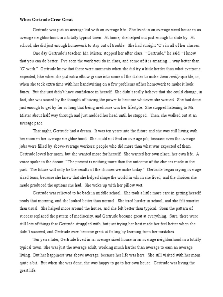 When Gertrude Grew Great Worksheet | PDF | Narration