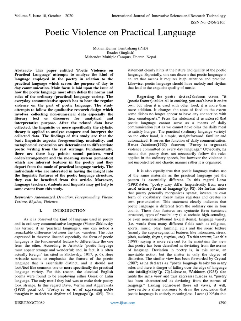 Poetic Violence On Practical Language | PDF