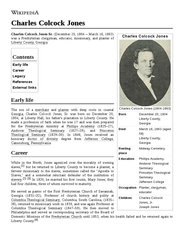 Charles Colcock Jones | PDF | Religious Education | Religion And Belief