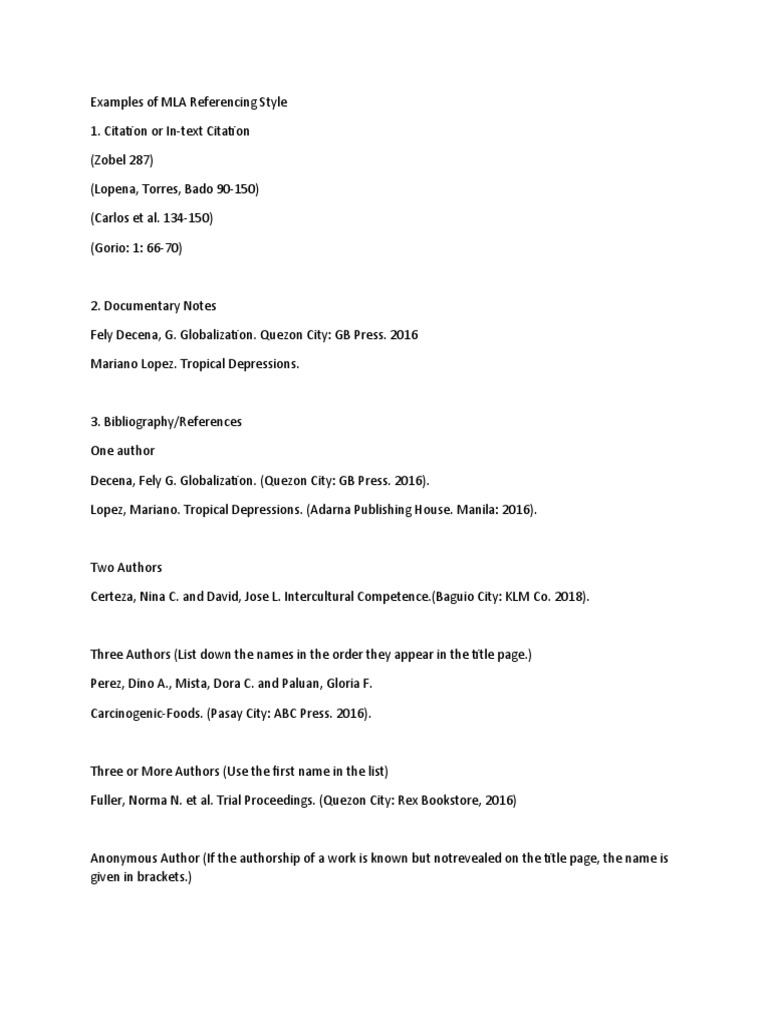 15 Examples of MLA Referencing Style | PDF