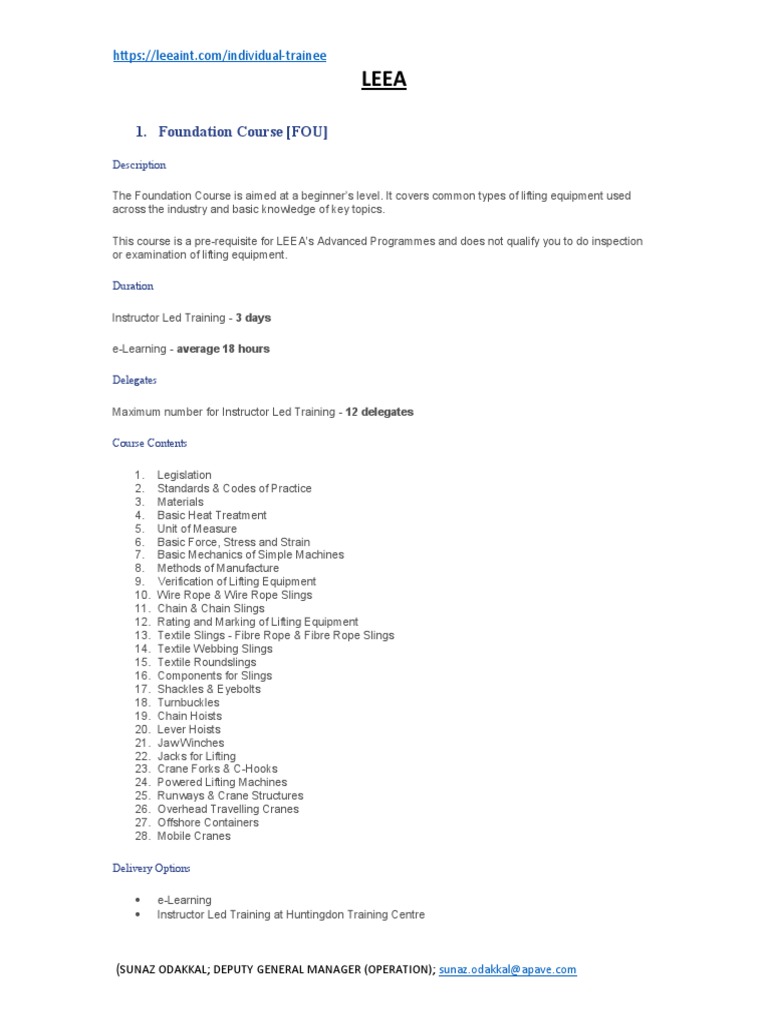 LEEA Introduction | PDF | Crane (Machine) | Educational Technology