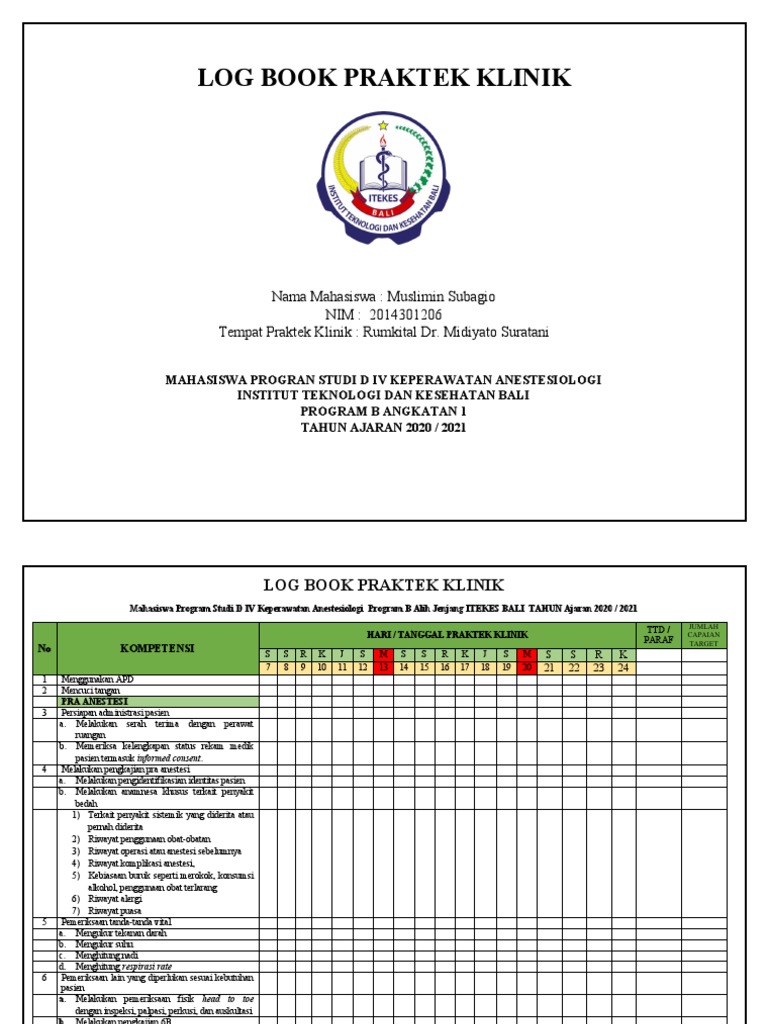 Log Book Praktek Klinik PK 1 Oke | PDF