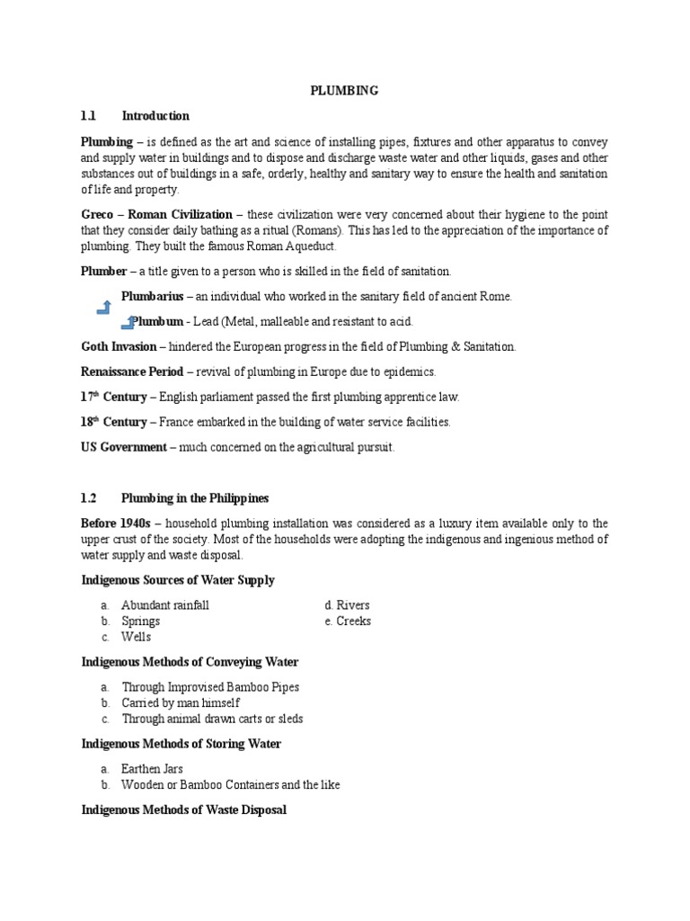 Chapter 1 - Plumbing | PDF | Sanitary Sewer | Plumbing