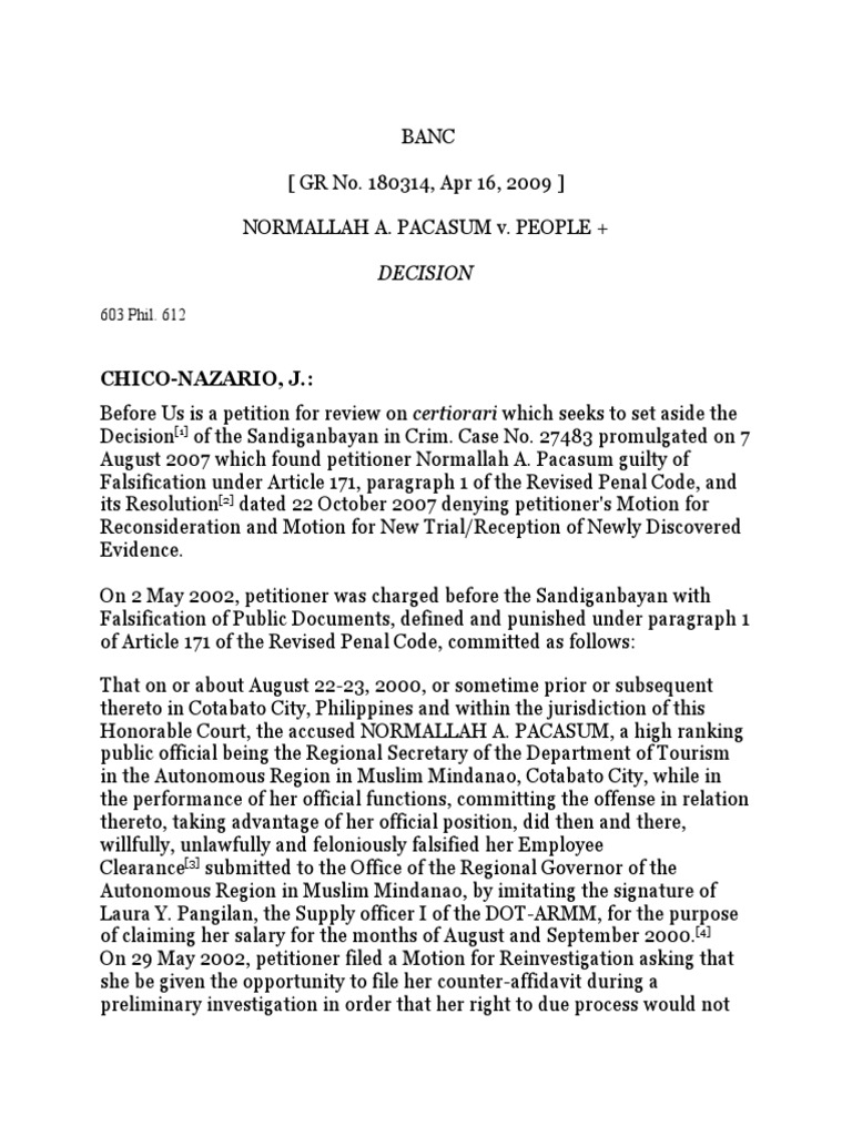 An Analysis Of A Falsification Case Involving The Alleged Forgery Of An