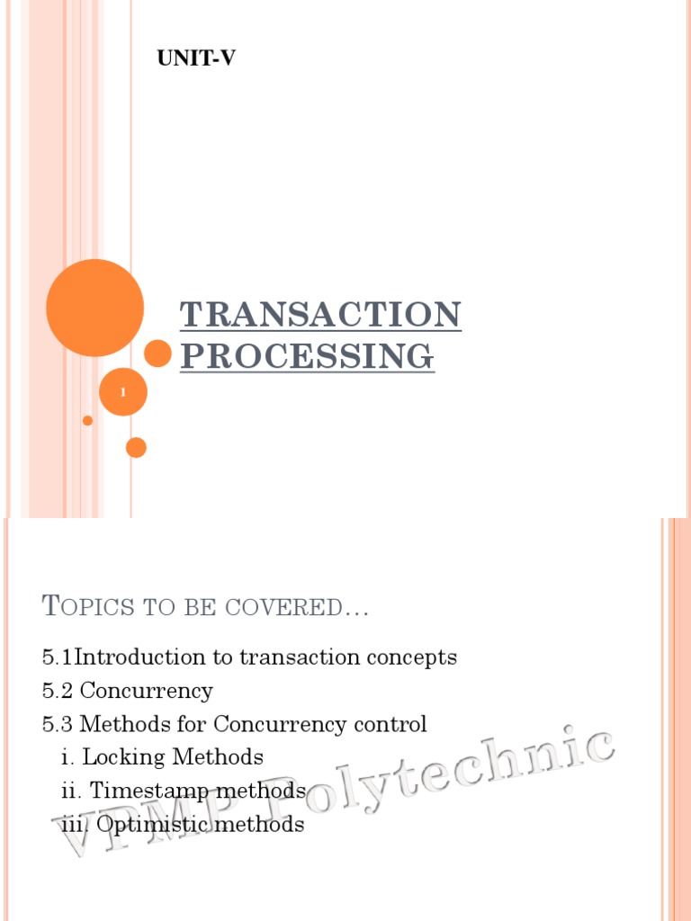Unit V TC PDF | PDF | Database Transaction | Databases