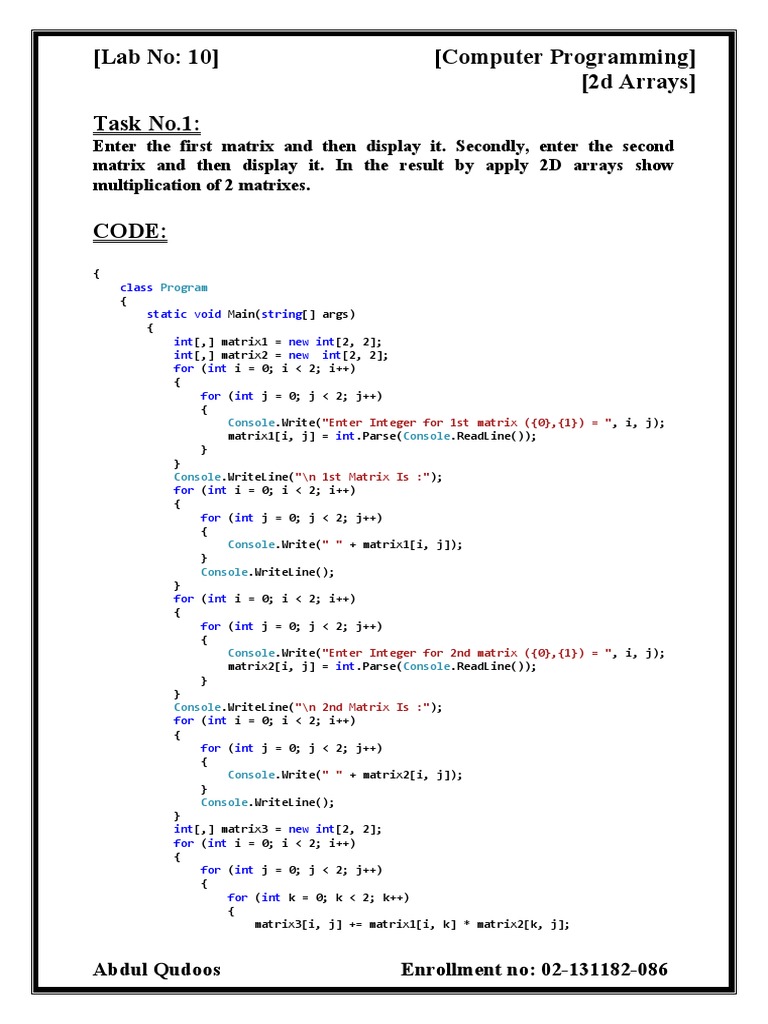Lab 10 Computer Programming | PDF | Integer (Computer Science ... Lab 10 Computer Programming | PDF | Integer (Computer Science ...