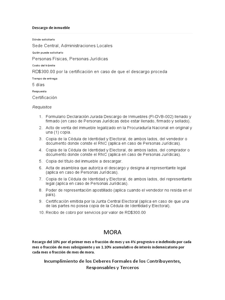 Descargo de Inmueble | PDF