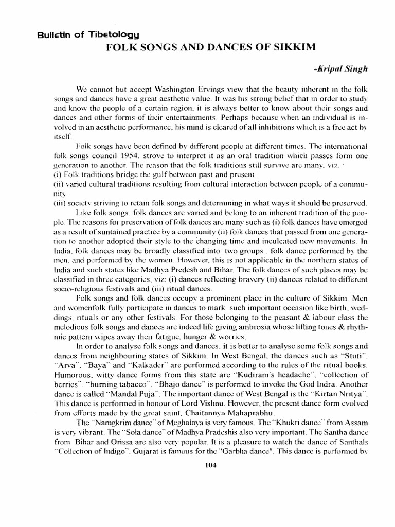 Folk songs and dances of Sikkim explored | PDF | Traditions ...