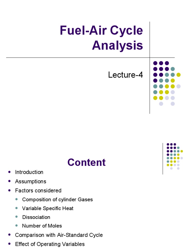 Fuel-Air Cycle Analysis: Lecture-4 | PDF | Combustion | Internal ...