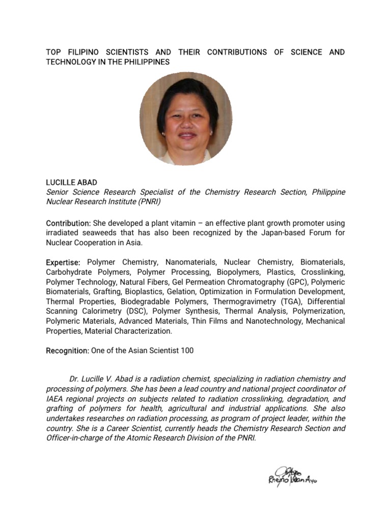 Top Filipino Scientists and Their Contributions of Science and ...