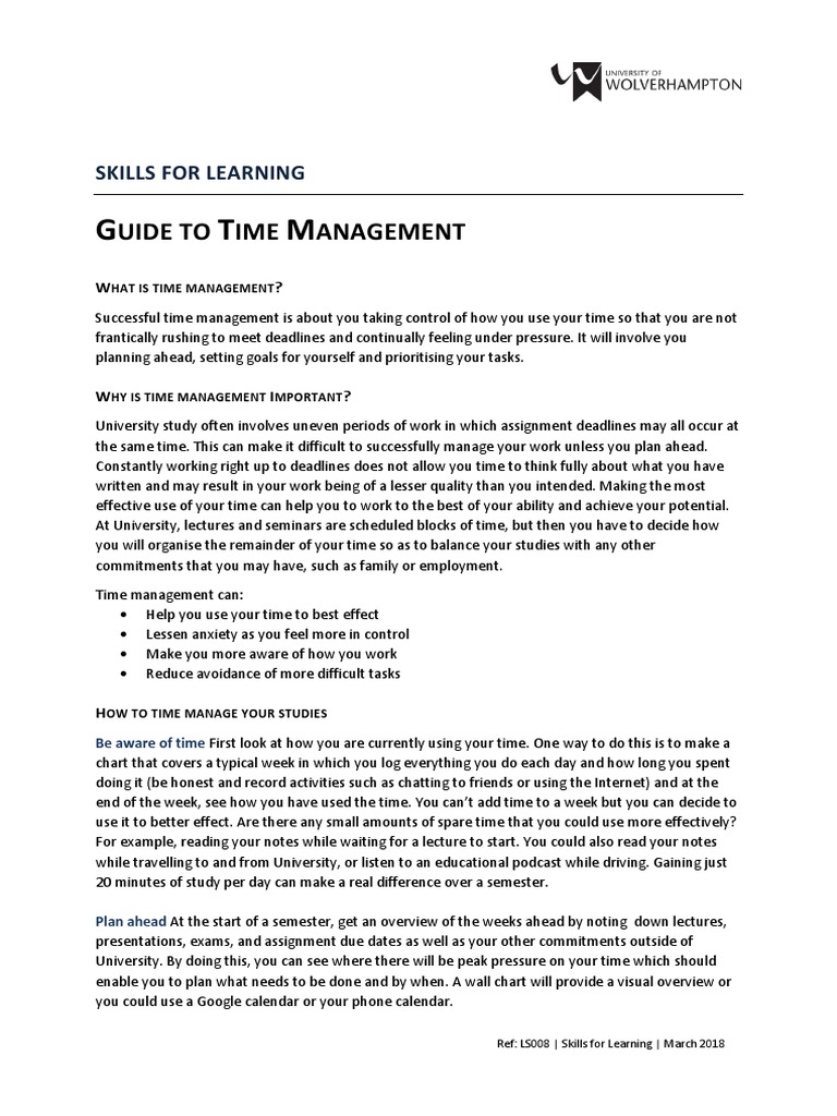 LS008 Guide To Time Management PDF | PDF | Time Management ...