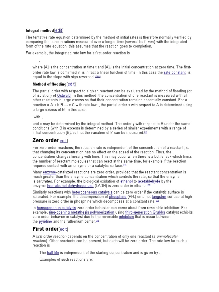 Zero Order: Integral Method | PDF | Change | Chemical Reactions