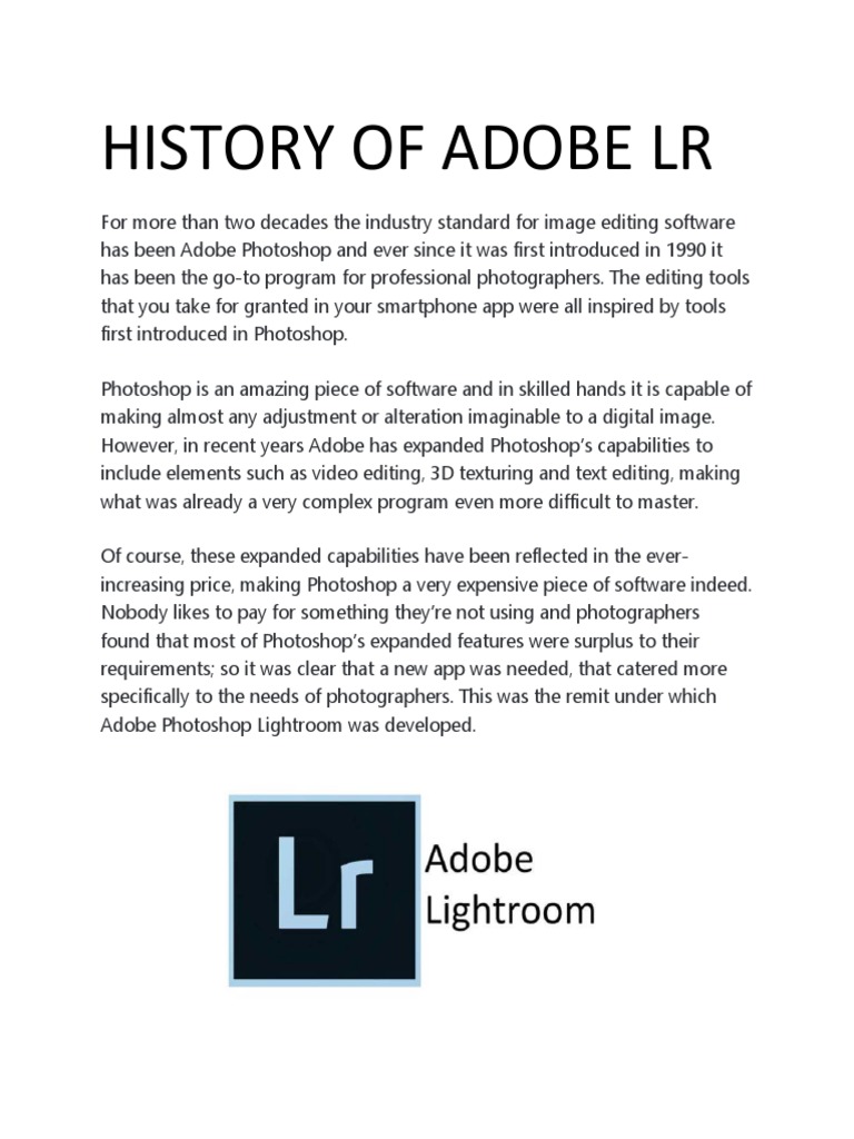 History of Adobe Lightroom | PDF