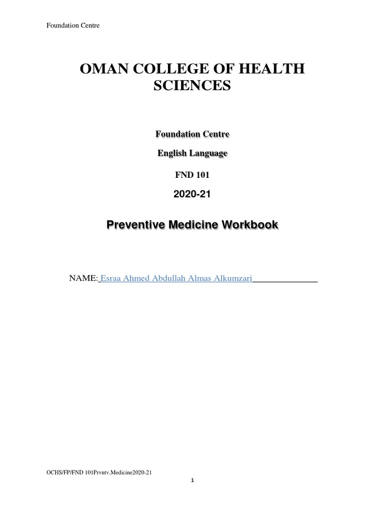 Preventive Medicine Workbook Overview | PDF | Microbiology | Medical ...