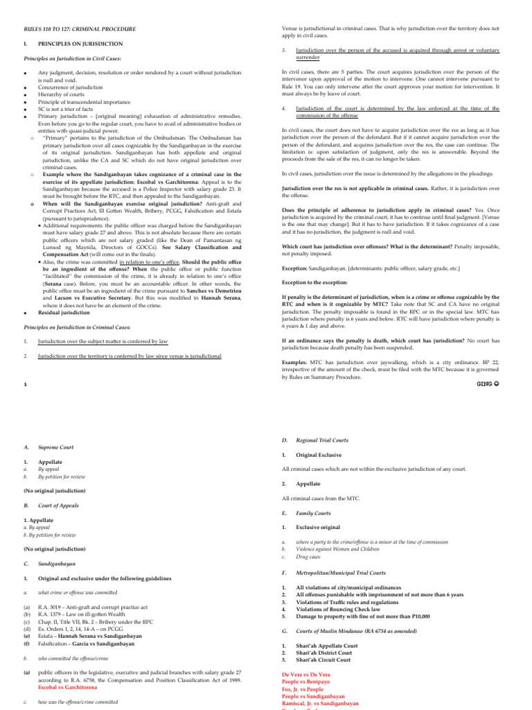 Rules 110 To 127: Criminal Procedure: 1 Ging | PDF
