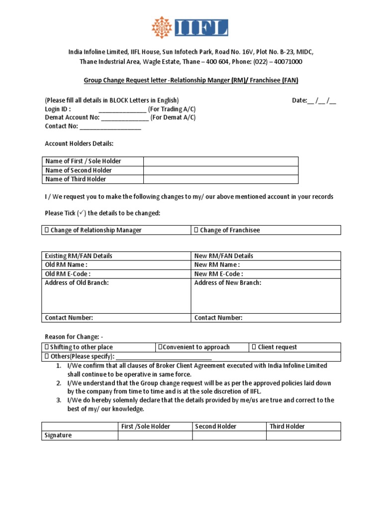 Group Change Request for RM/FAN | PDF