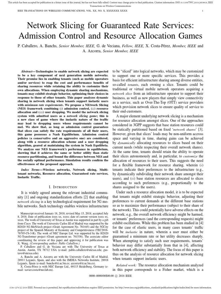 Network Slicing For Guaranteed Rate Services: Admission Control and Resource Allocation Games ...
