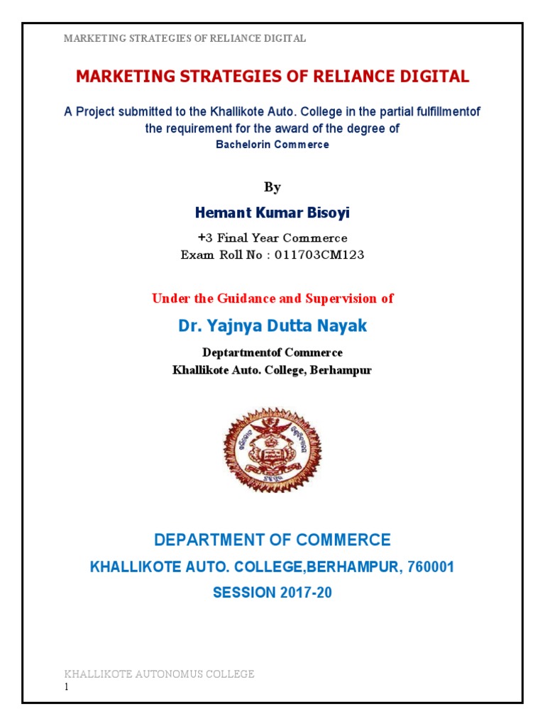 Marketing Strategies of Reliance Digital | PDF | Postgraduate Education ...
