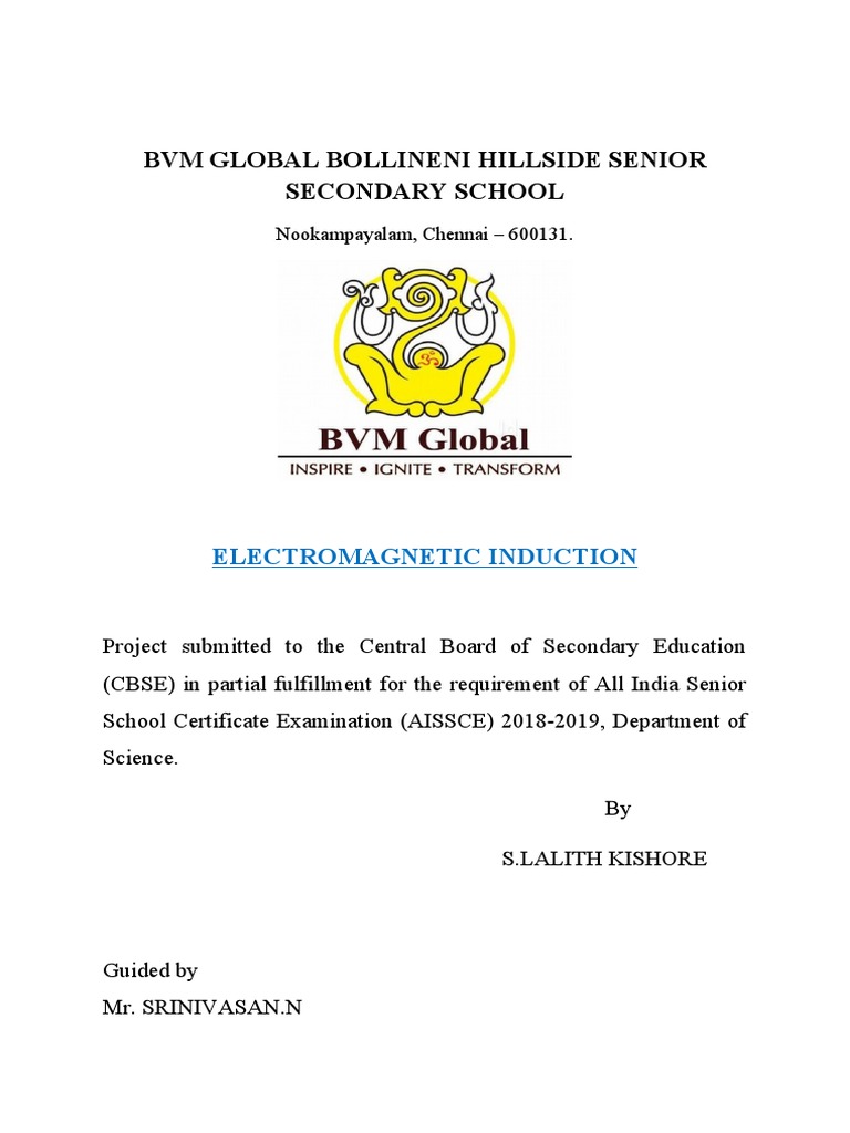 Physics Project | PDF | Electromagnetic Induction | Magnetic Field
