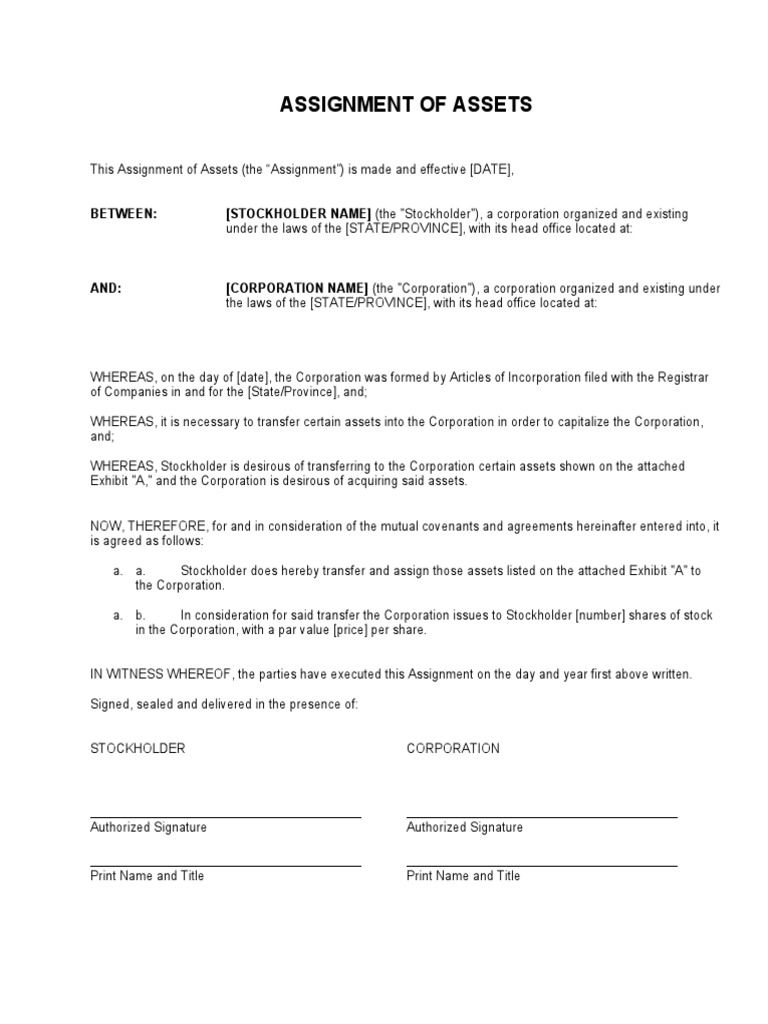 Assignment of Assets | PDF