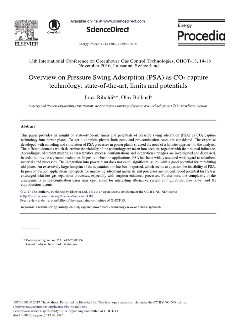 Overview On Pressure Swing Adsorption (PSA) As CO2 Capture Technology ...