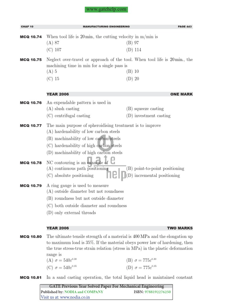 Visit Us At: WWW - Nodia.co - In: GATE Previous Year Solved Paper For ...