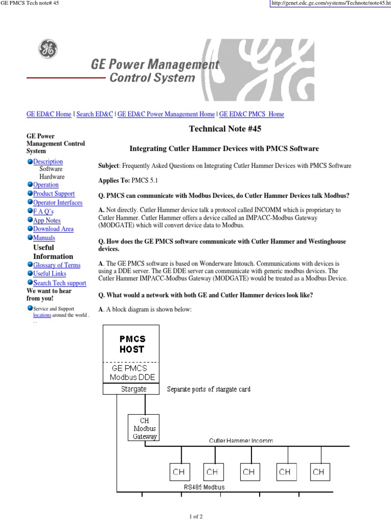Technical Note #45: Integrating Cutler Hammer Devices With PMCS Software | PDF | Gateway ...