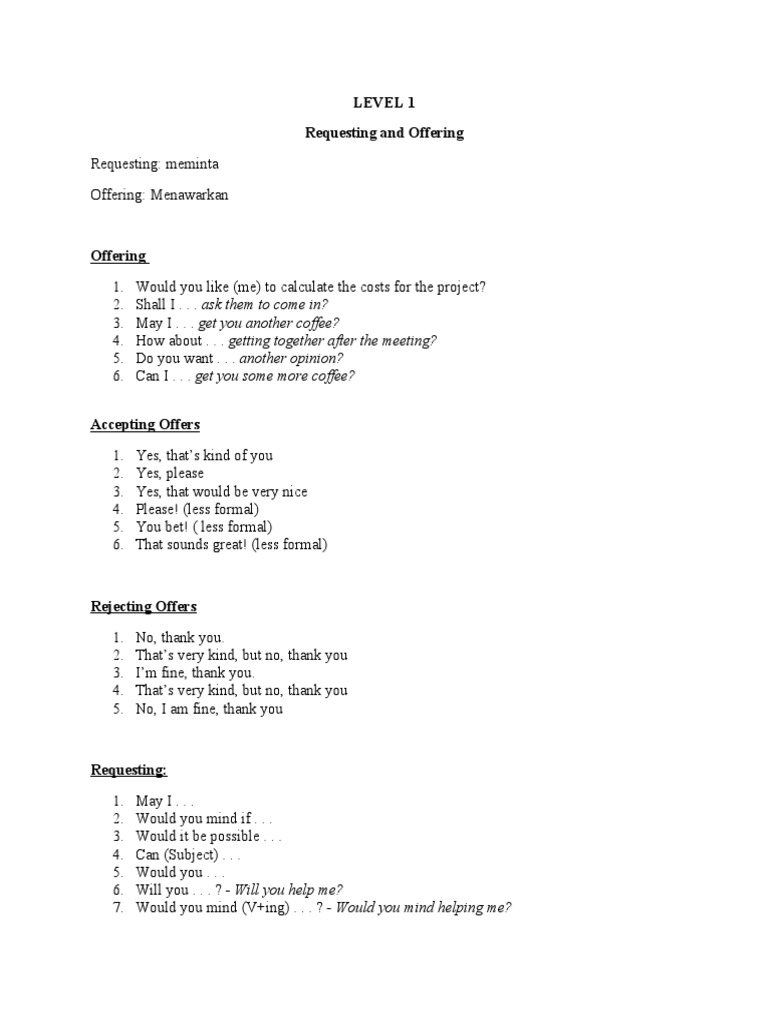 Requesting and Offering | PDF