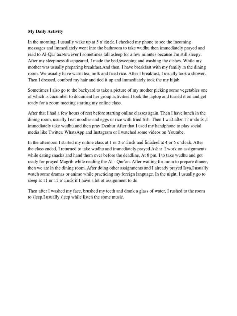 Daily Activity - Assignment | PDF