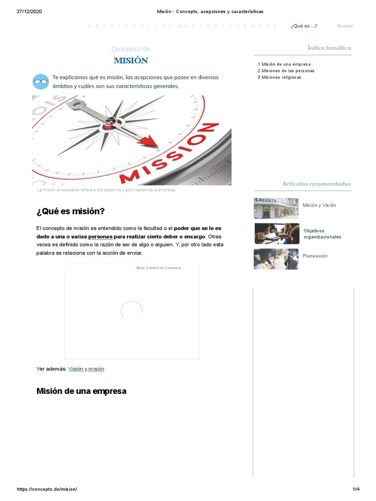 Misión - Concepto, Acepciones y Características | PDF | Misionero ...