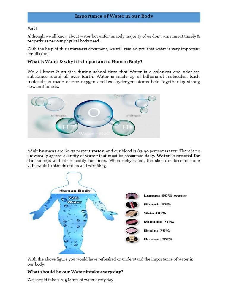 Importance of Water in Our Body: Part-I | PDF