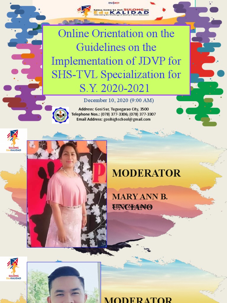 Online Orientation On The Guidelines On The Implementation of JDVP For ...
