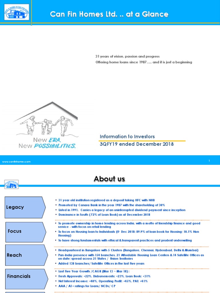Can Fin Homes Ltd. Financial Overview Q3 FY19 | PDF | Loans | Deferred Tax