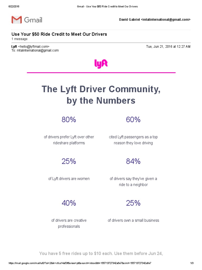 The Lyft Driver Community, by The Numbers: Use Your $50 Ride Credit To ...