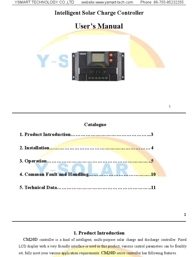User's Manual: Intelligent Solar Charge Controller | PDF | Power Supply ...