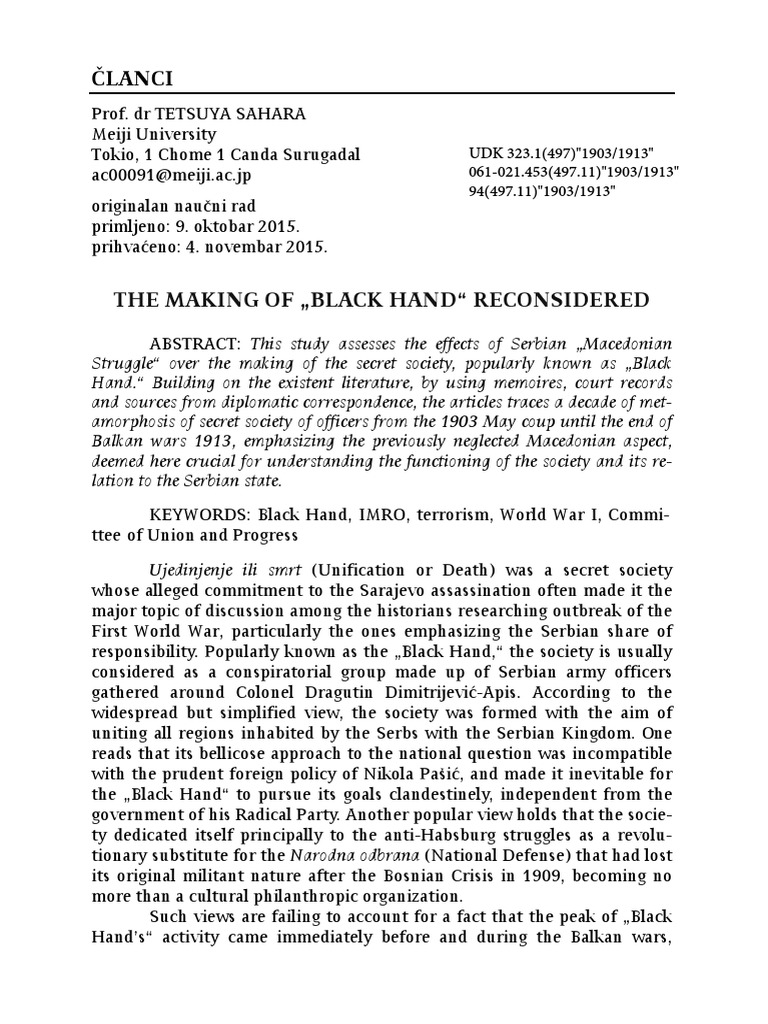 Reassessing the Black Hand's Origins | PDF | Serbia | Serbs