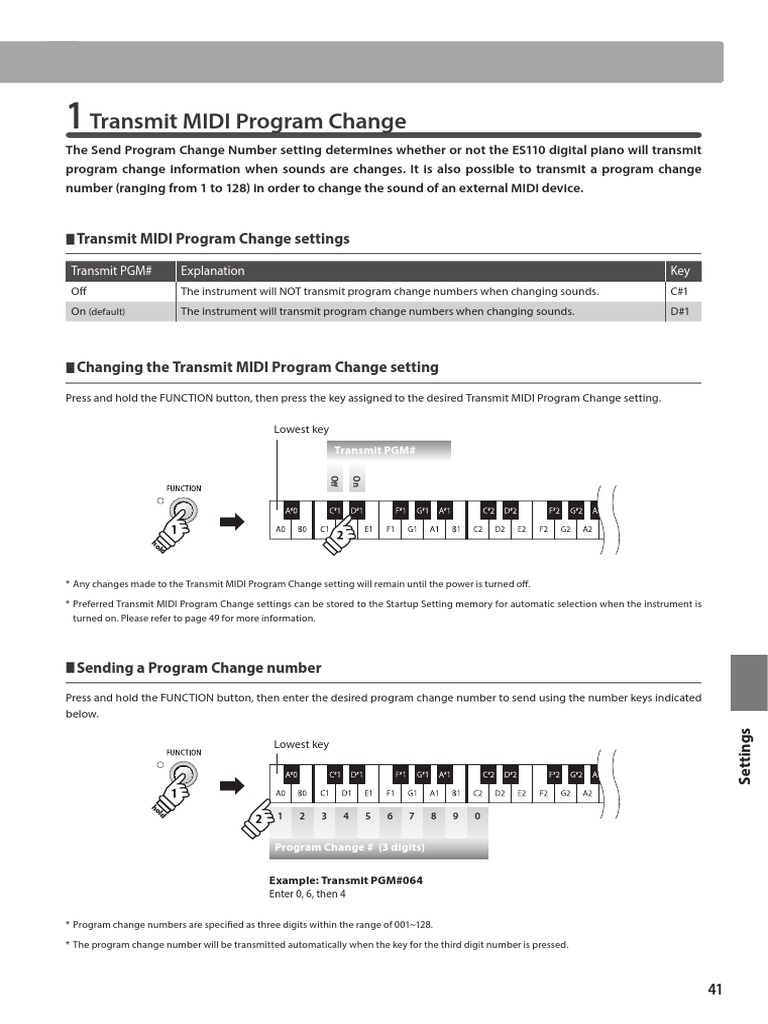 Transmit MIDI Program Change Settings | PDF | Piano | Bluetooth