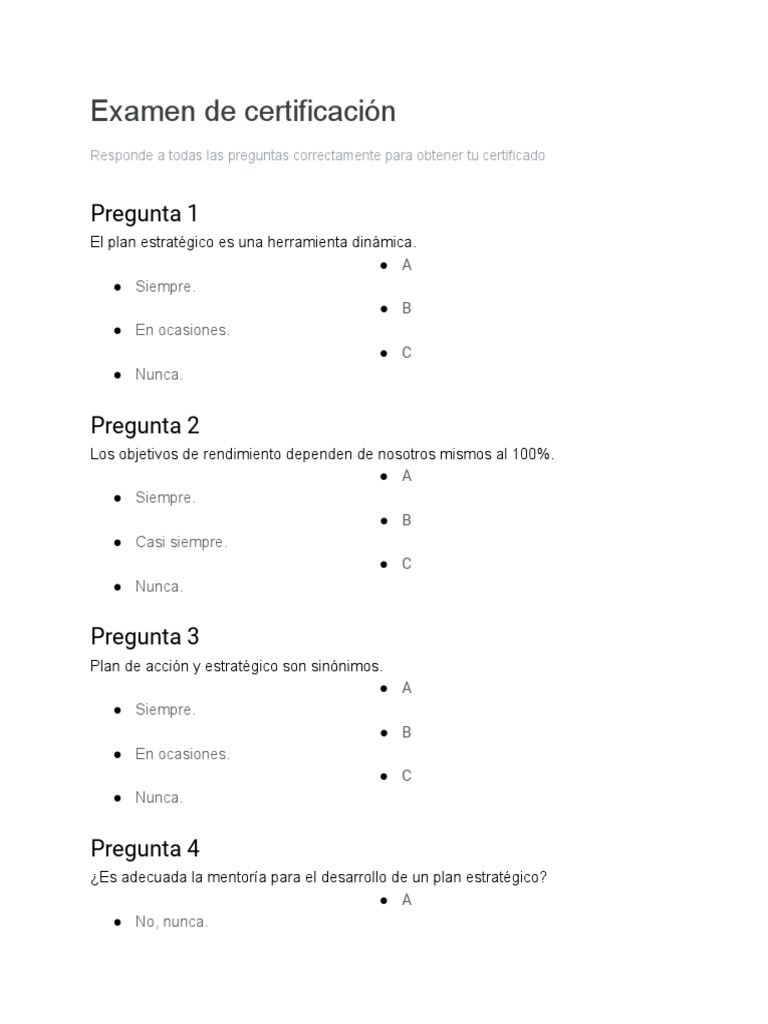 Examen de Certificación | PDF | Blog | Toma de decisiones