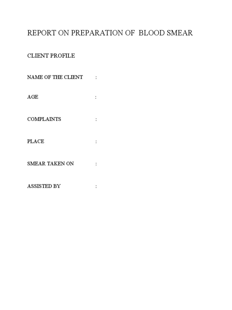 Blood Smear Form | PDF