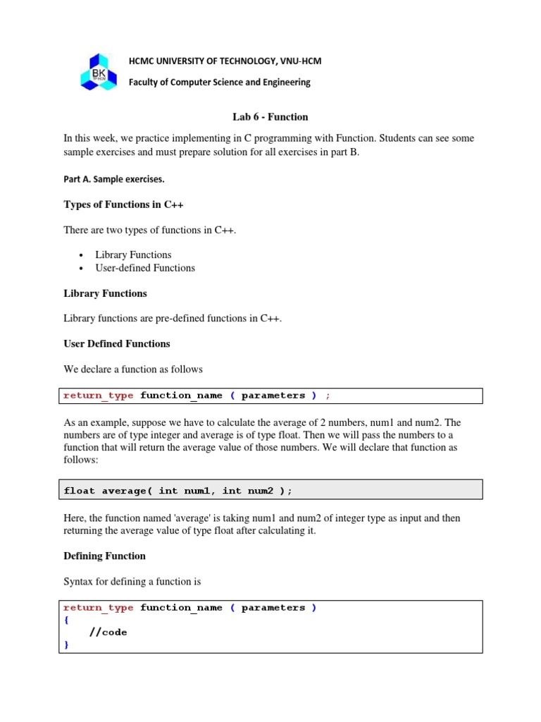 Lab 6 - Function - v0 PDF | PDF | Subroutine | Parameter (Computer Programming)